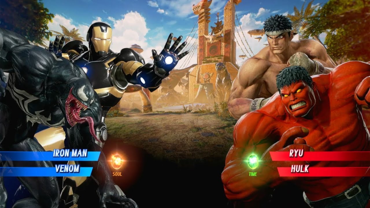 Iron Man & Venom Vs Ryu & Red Hulk Very Hard Marvel - YouTube