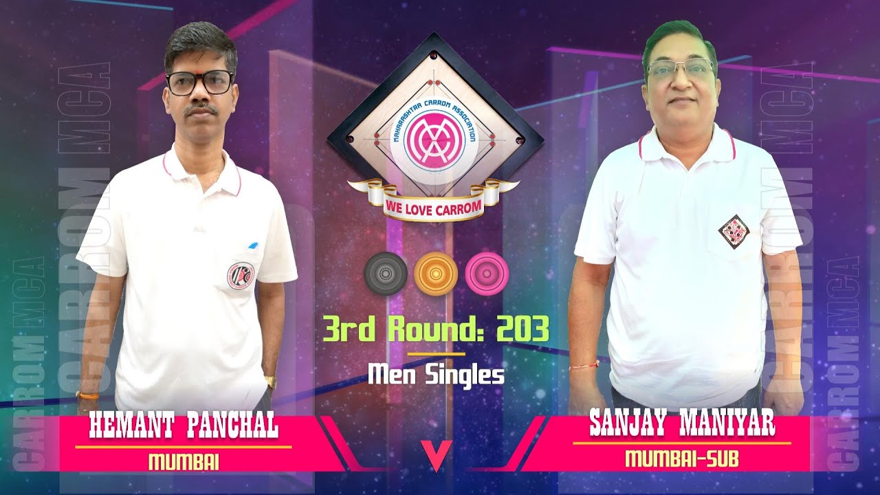 #carrom | Hemant Panchal (Mumbai) vs Sanjay Maniyar (Mumbai-Sub) - 3rd Round : 203 - YouTube