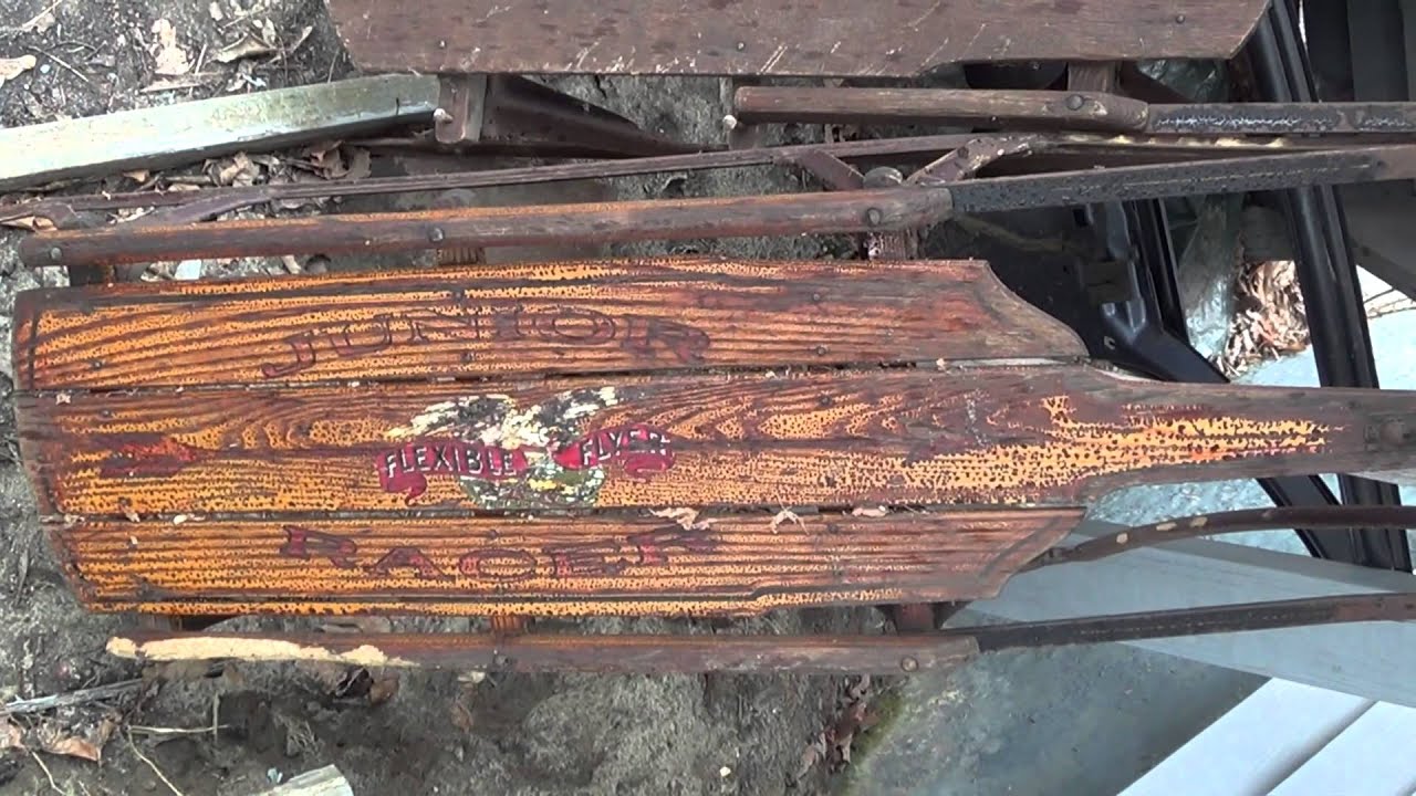 antique sleds found in garage crawl space - YouTube