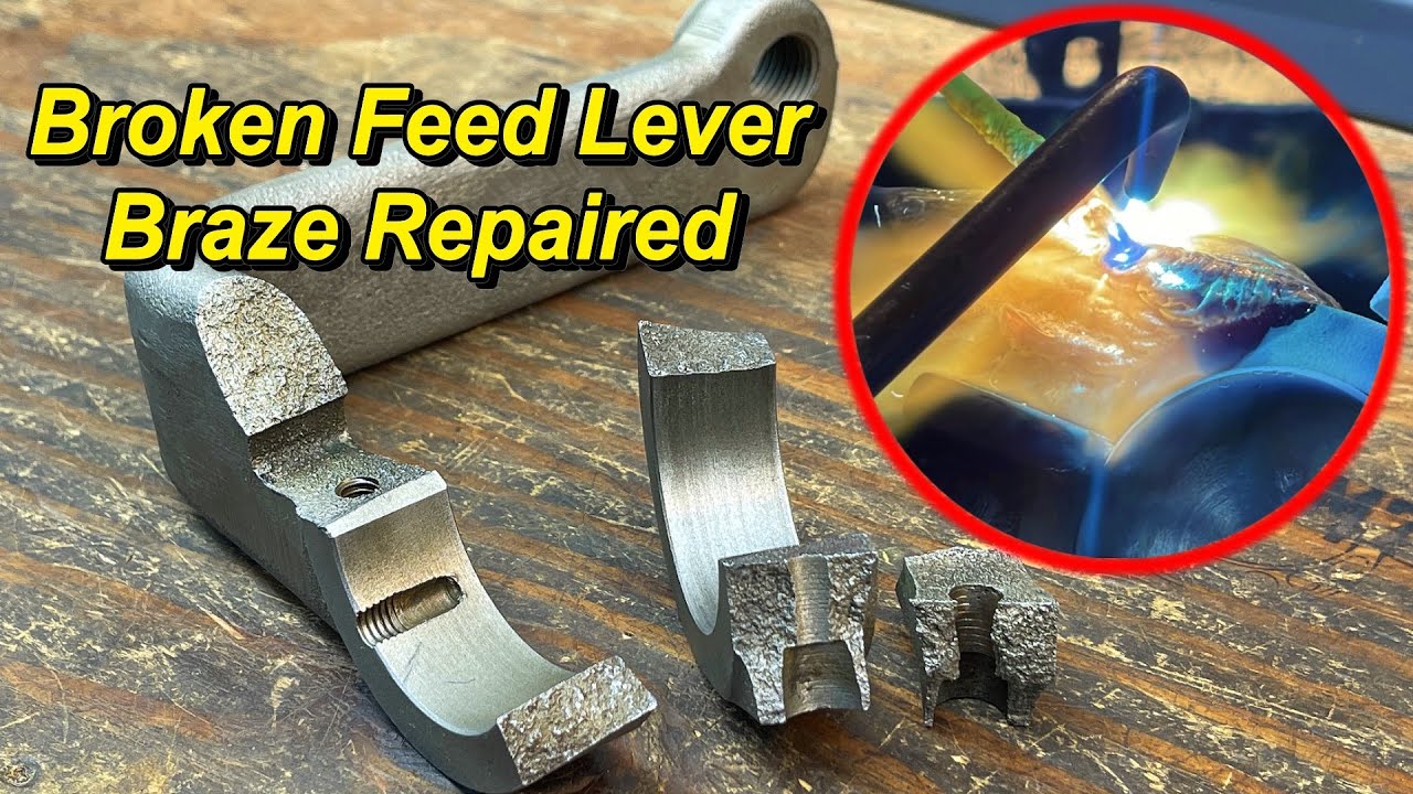 Broken Lathe Feed Change Lever Braze Repaired - YouTube