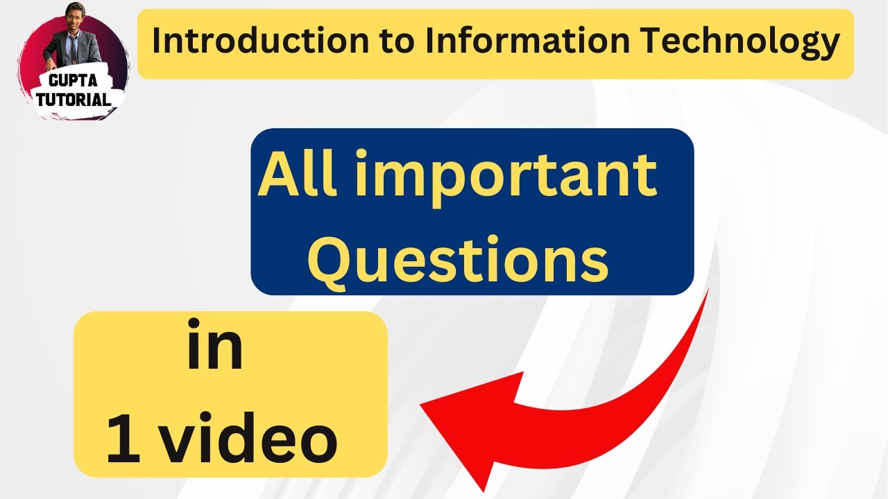 Introduction to Information Technology || Chapter-wise important ...