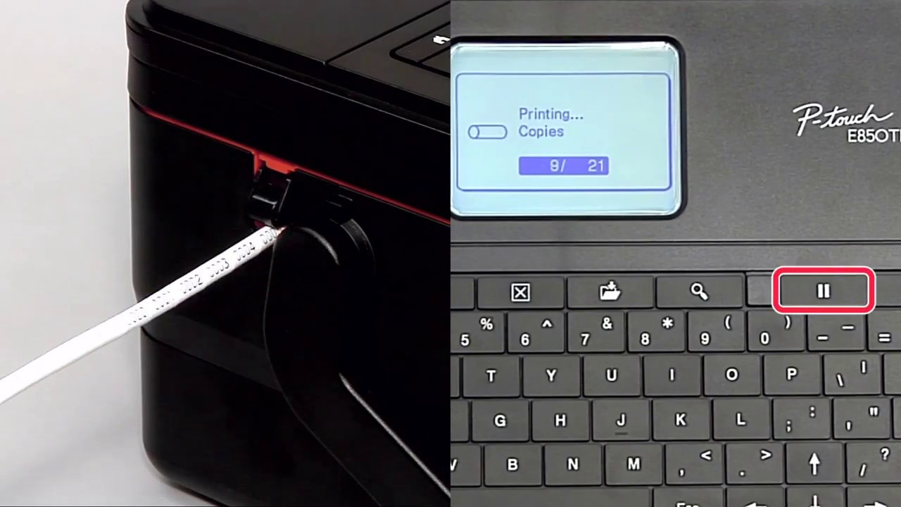 Product - P-touch - PT-E850TKW - Interrupt Printing - YouTube