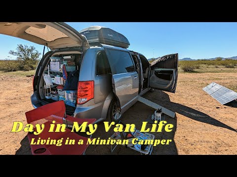 Day of VAN LIFE Living in a Minivan Camper | Boondocking in Arizona ...
