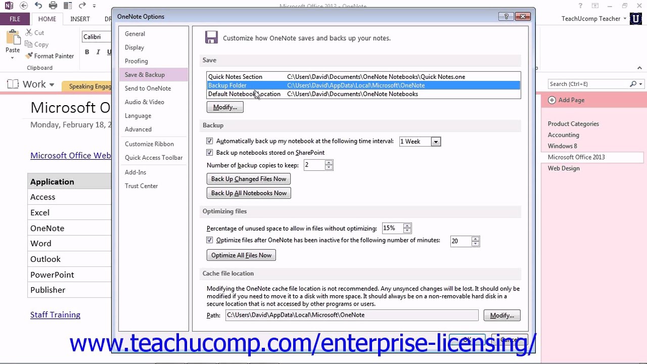 Microsoft Office OneNote 2013 Tutorial Changing OneNote Options 14.2 ...