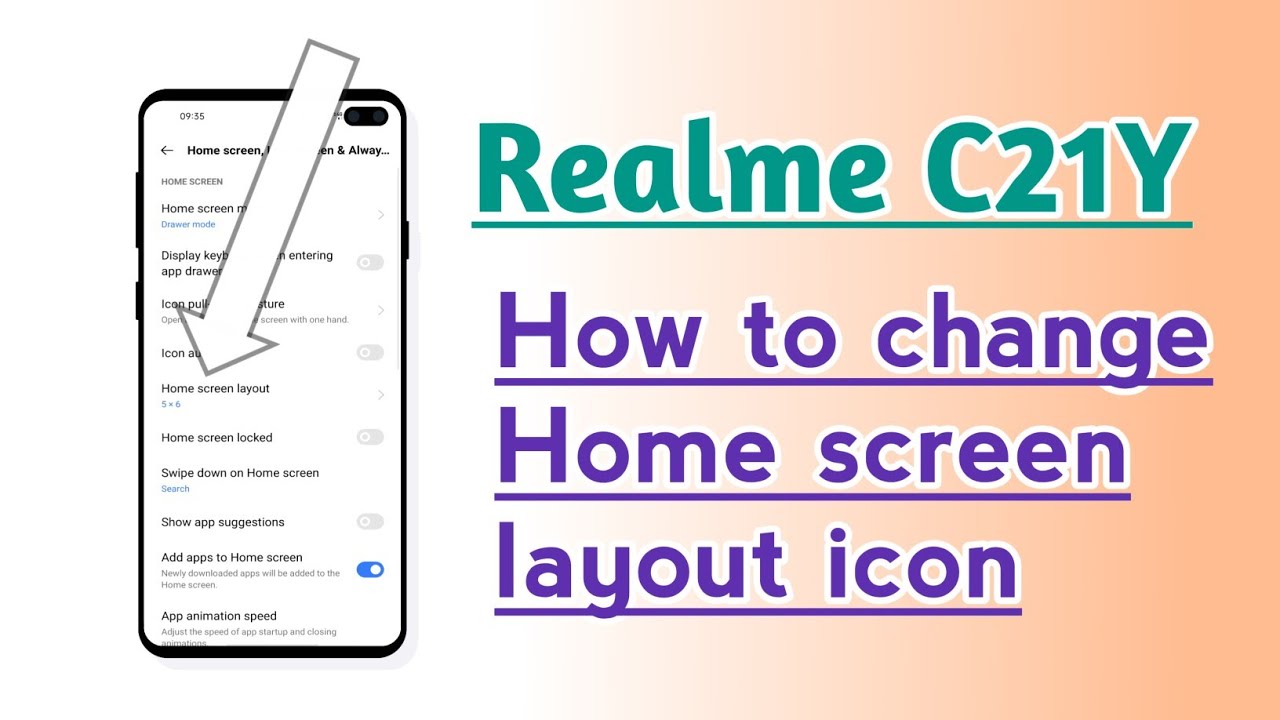 Realme C21Y Home screen layout icon How to change - YouTube