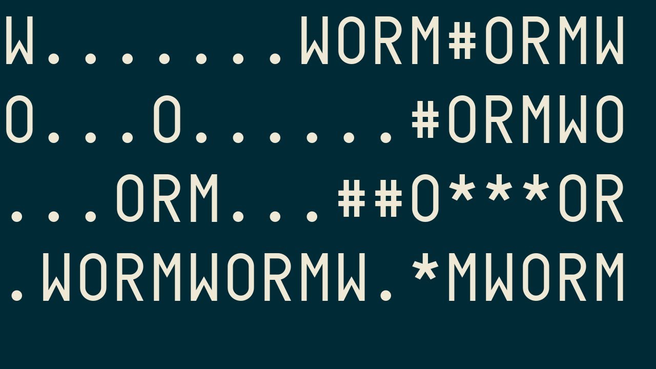 worms, UNIX version of DEC-2136, from BSD Games, crawling in terminal ...