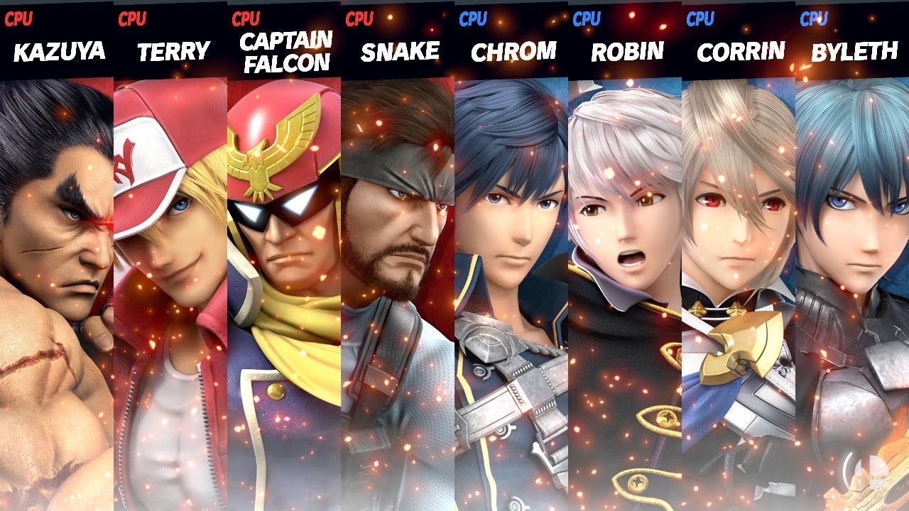 Kazuya & Terry & Captain Falcon & Snake vs Chrom & Robin & Corrin ...