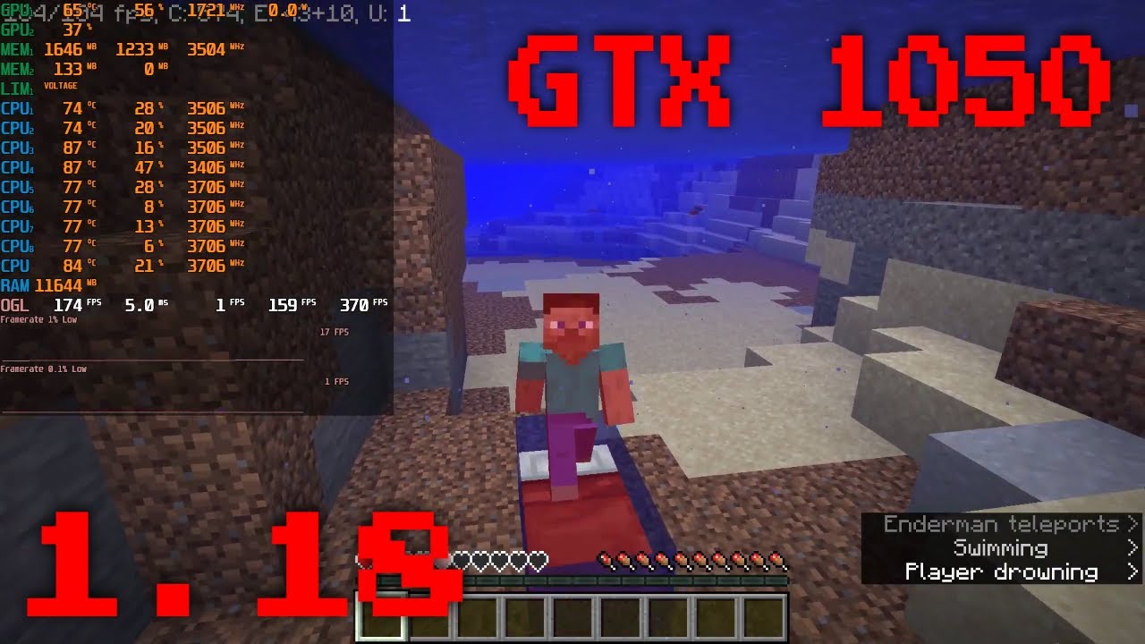 Minecraft Java Edition 1.18 : GTX 1050 + i5 8th gen - YouTube