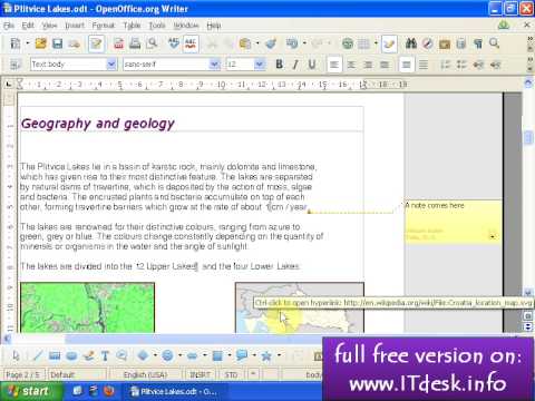 openoffice text formatting insert notes - YouTube