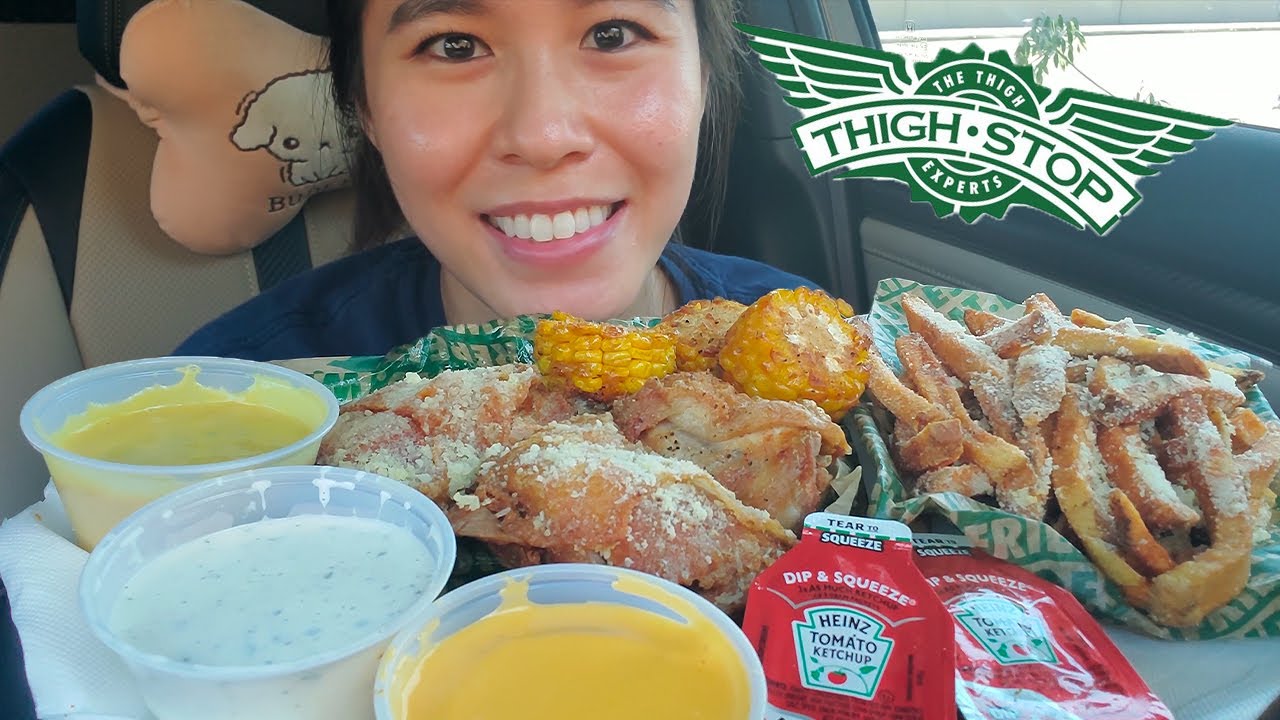 ASMR WINGSTOP NEW THIGHSTOP BONE IN THIGHS, FRIES, CORN CAR MUKBANG ...