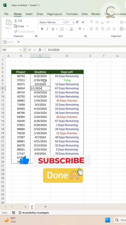 Excel Deadline Tracker 🤯🔥#computer #knowledge #excel #viralpage #like4likes #explorepage #shorts ...