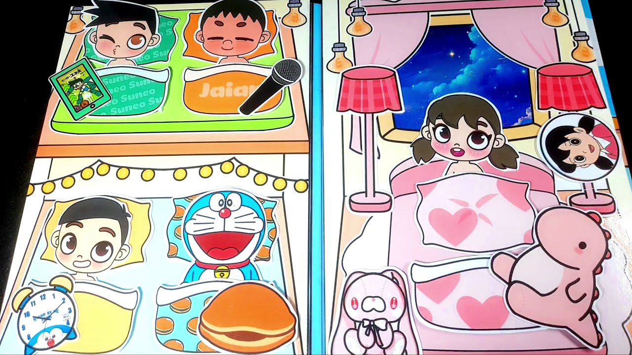 [ Paper DIY ] Doraemon Nobita and friends' house sticker book ...