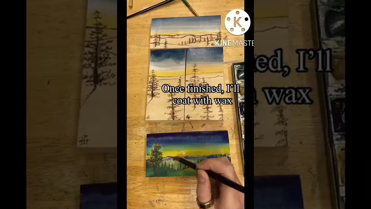 Watercolor pyrography works in progress tutorial - YouTube
