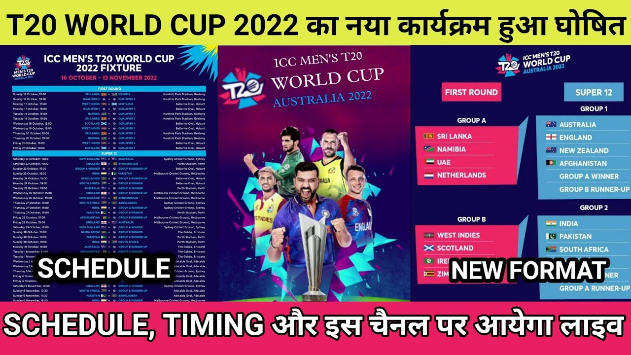 T20 World Cup 2022 Schedule, Date, Timing, Venue & Live Streaming | T20 ...