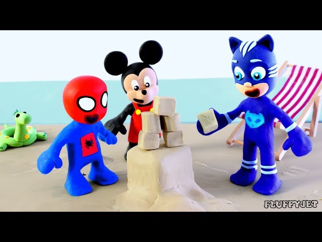 Superhero Cartoon Baby Sand Art with Friends! Play doh Stop Motion ...