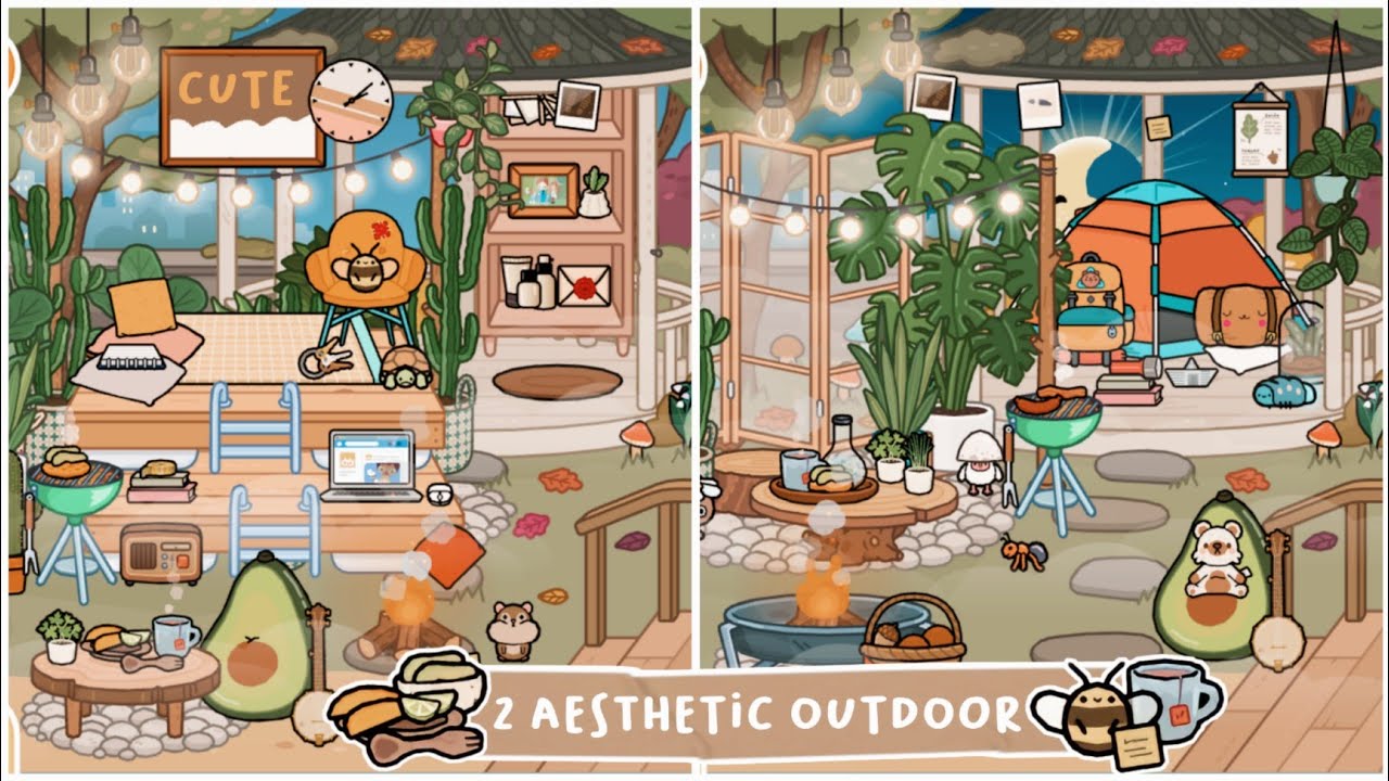 Toca Life World : NEW 2 AESTHETIC OUTDOOR BEDROOM DESIGN MAKEOVER🍑🌿 ...