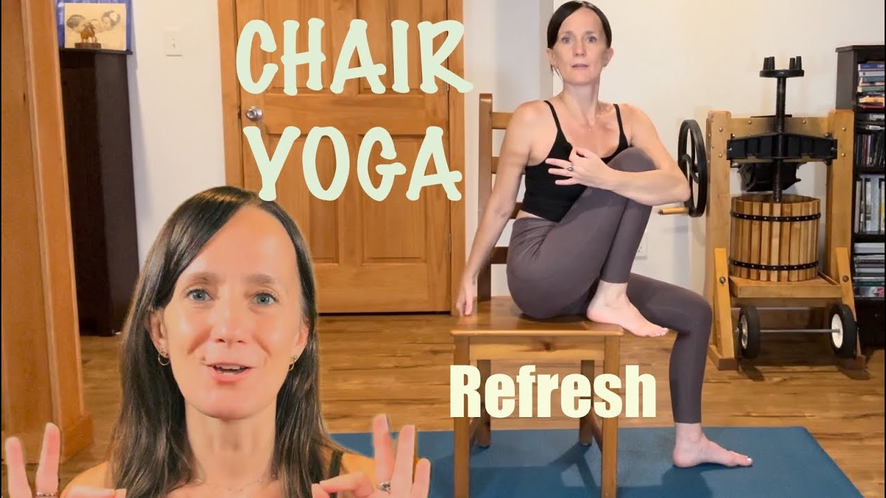 8 MINUTE Chair Yoga Refresh (with hip & hamstring stretch) - YouTube