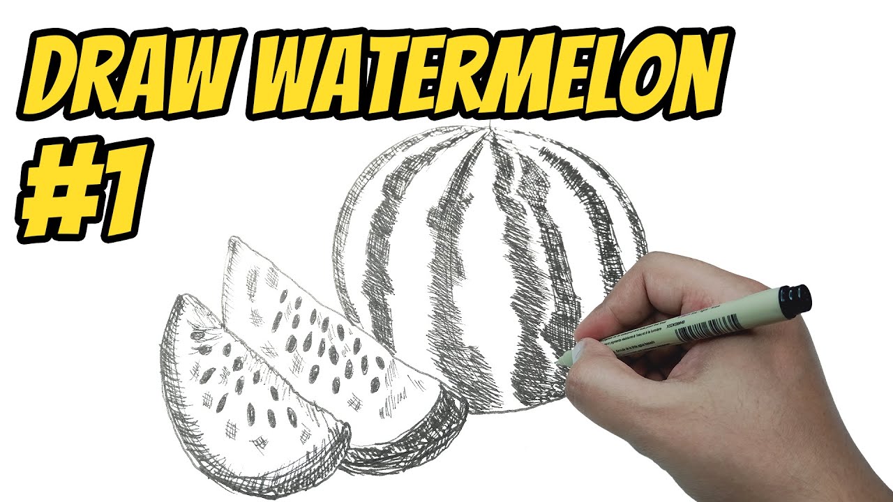 Draw a Watermelon 1 | Fruit & Vegetables Drawings | Pen & Ink Drawings ...