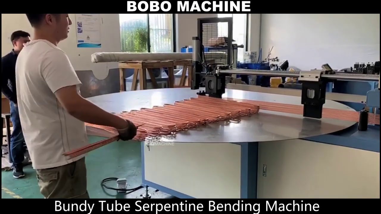 Semi-automatic copper coated bundy tube serpentine bender - YouTube