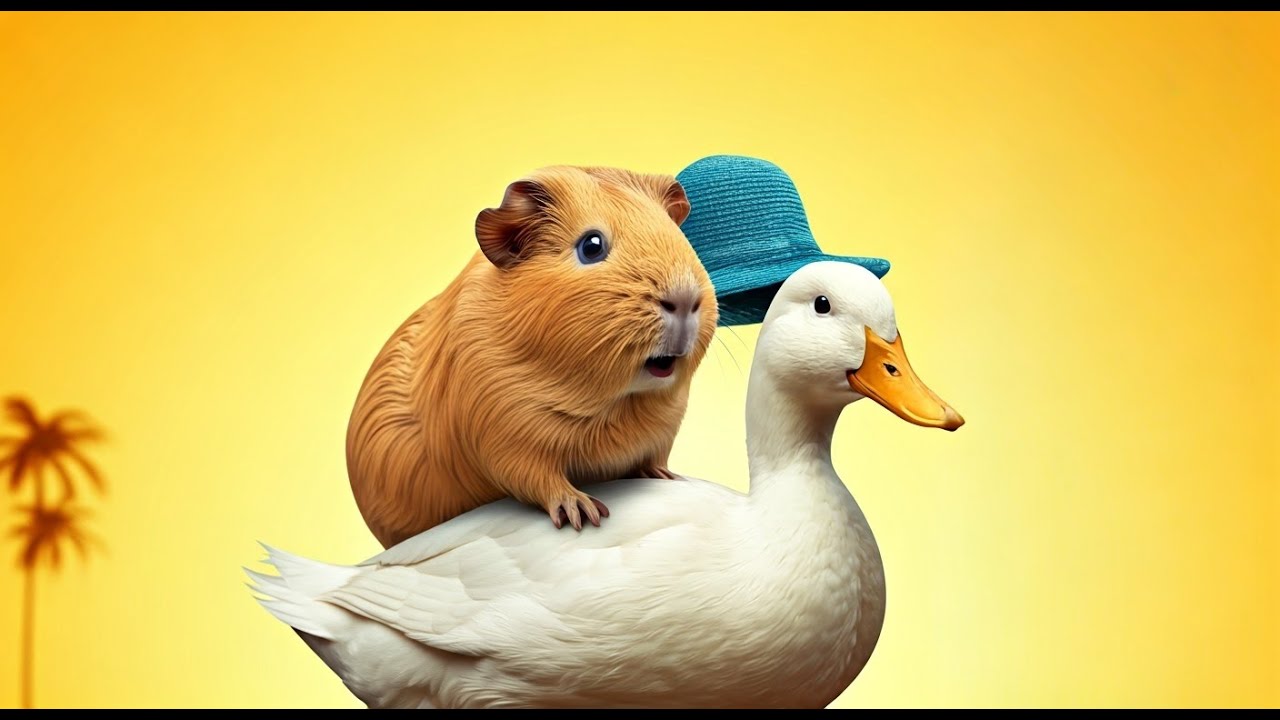 Guinea Pig & Duck Best Friends: Unbelievable Training Technique Ride On ...