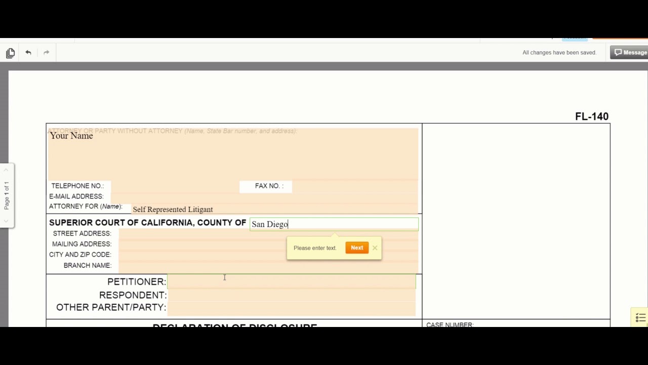 How to fill out the California Declaration of Disclosure FL-140 - YouTube