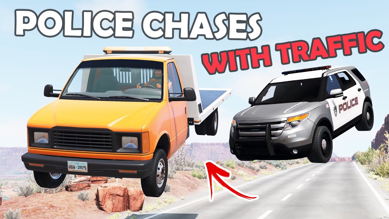 Police Chases with Traffic - BeamNG drive - YouTube