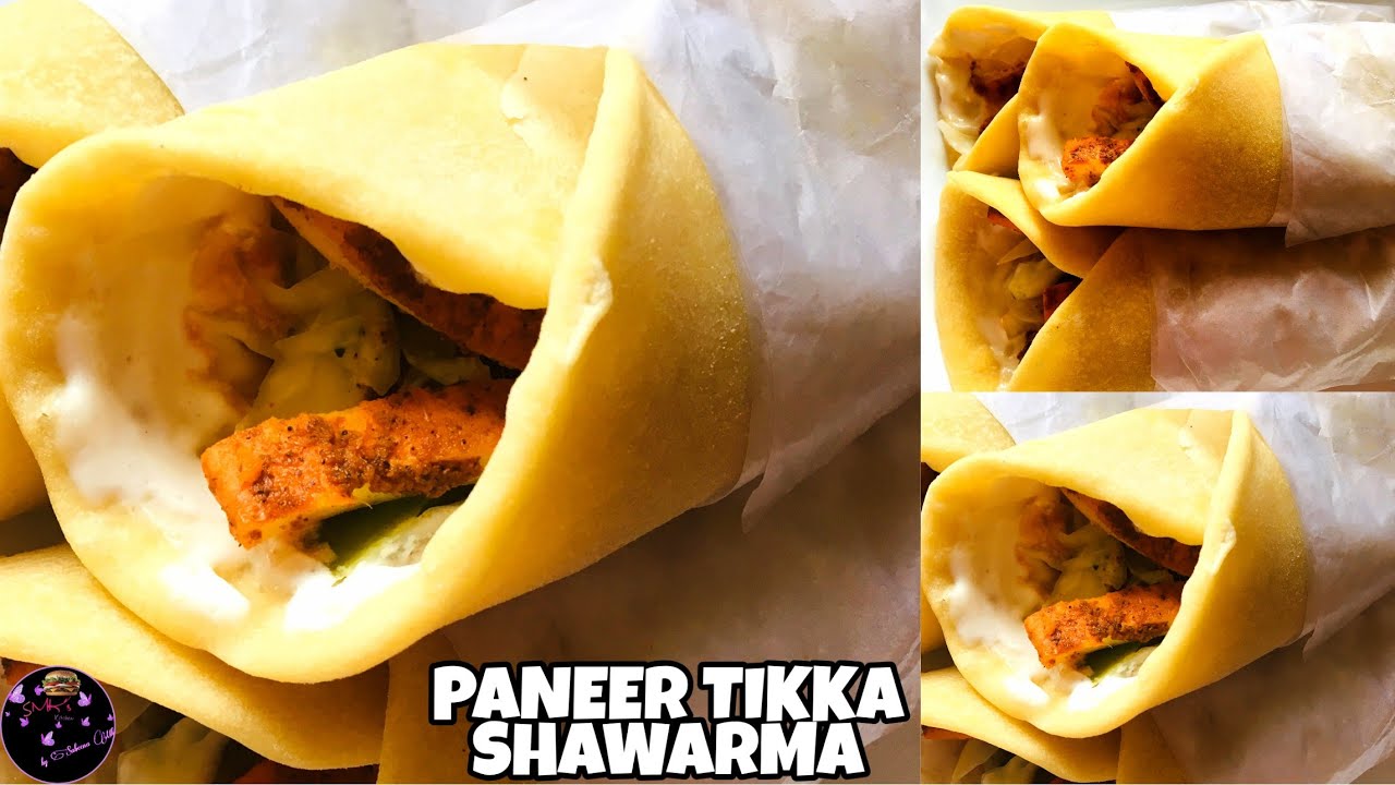Paneer Tikka Shawarma with Homemade Pita Bread | No BBQ Paneer Shawarma ...