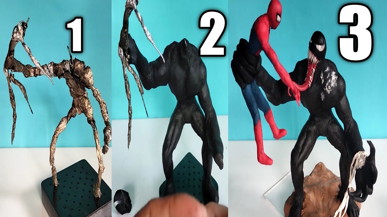 Spiderman vs Venom sculpt with clay / Creds Clay - YouTube