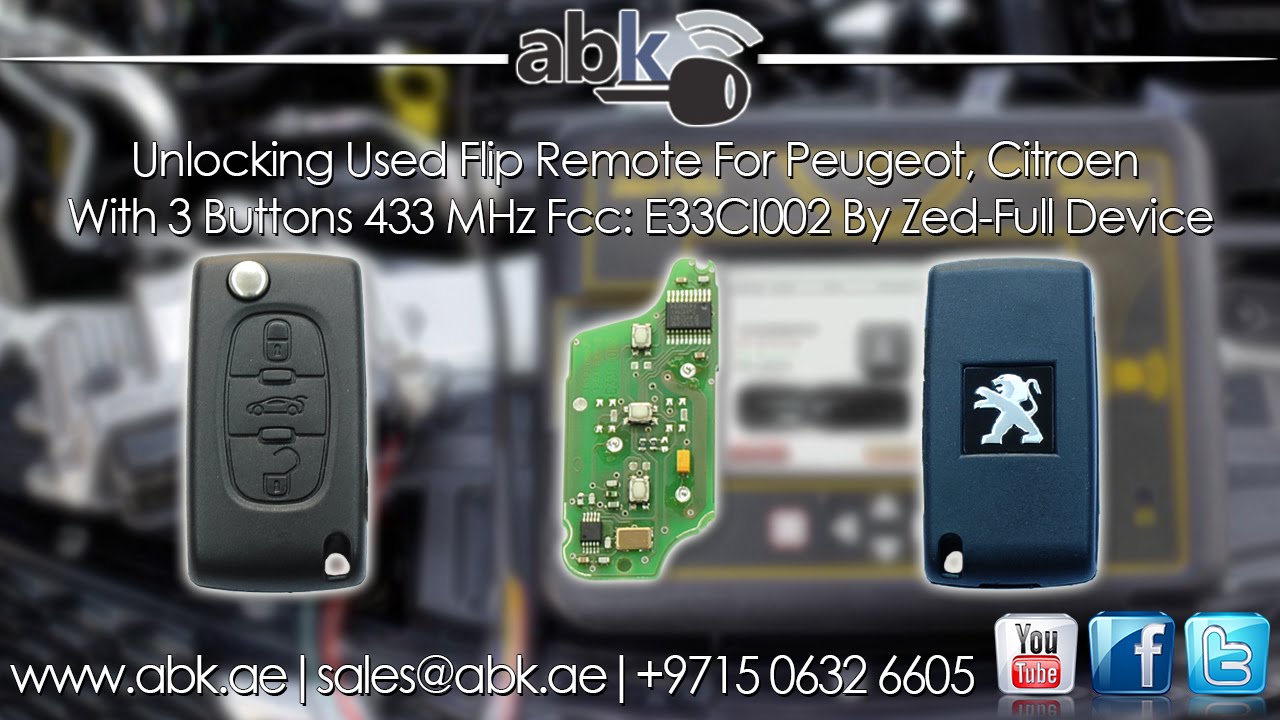 Peugeot - Citroen Used Remote Key Unlocking E33CI002 By Zed Full Key ...