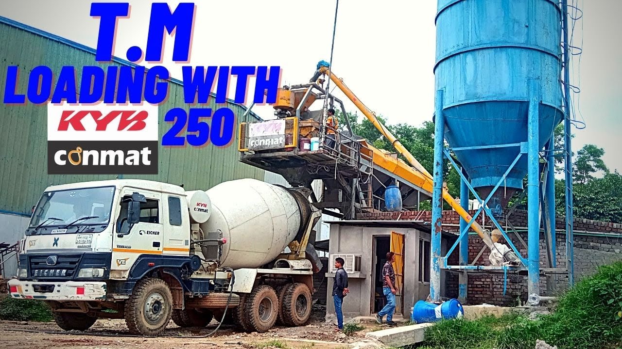 Transit Mixer(TM) Loading with KYB-CONMAT 250 mobile plant. - YouTube