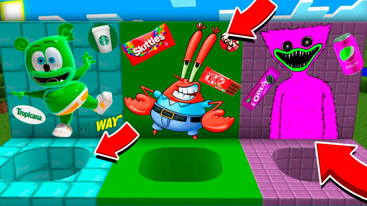 Super Secret Gummy Bear Tunnel in Minecraft Mister Krabs sponge Bob ...