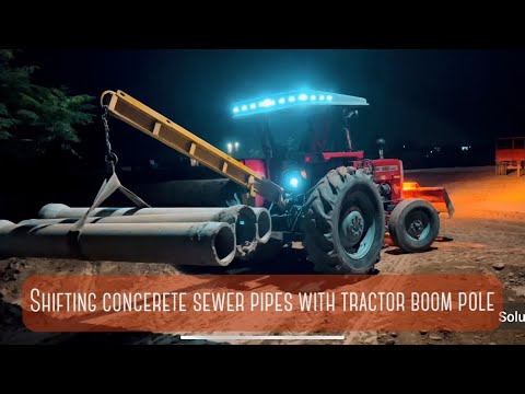 How to shift heavy concrete sewer pipes with tractor boom pole ...