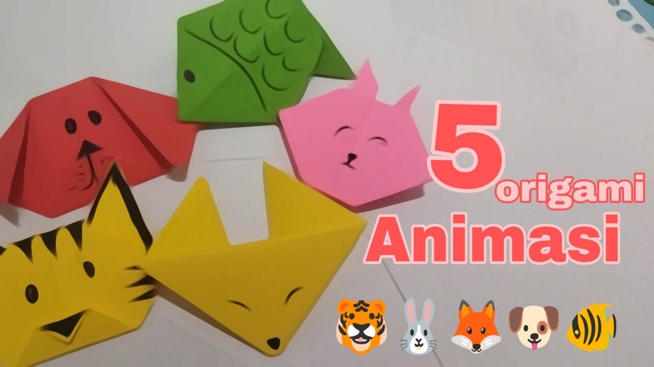 5 Easy paper folding craft | cara membuat 5 hewan origami dengan mudah ...