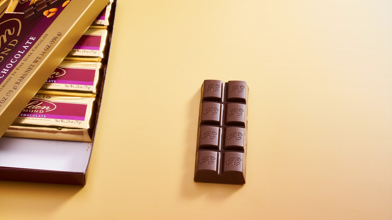 Golden Almond Bar Dark Chocolate Animation - YouTube