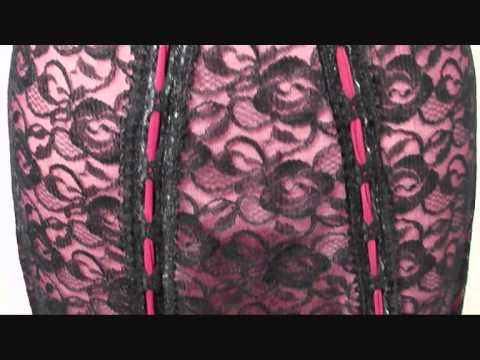 1960's Perlon mini slip in burgundy Perlon and black lace