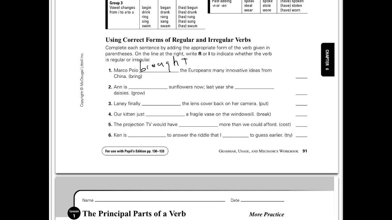 Principal parts of verbs: worked example - YouTube