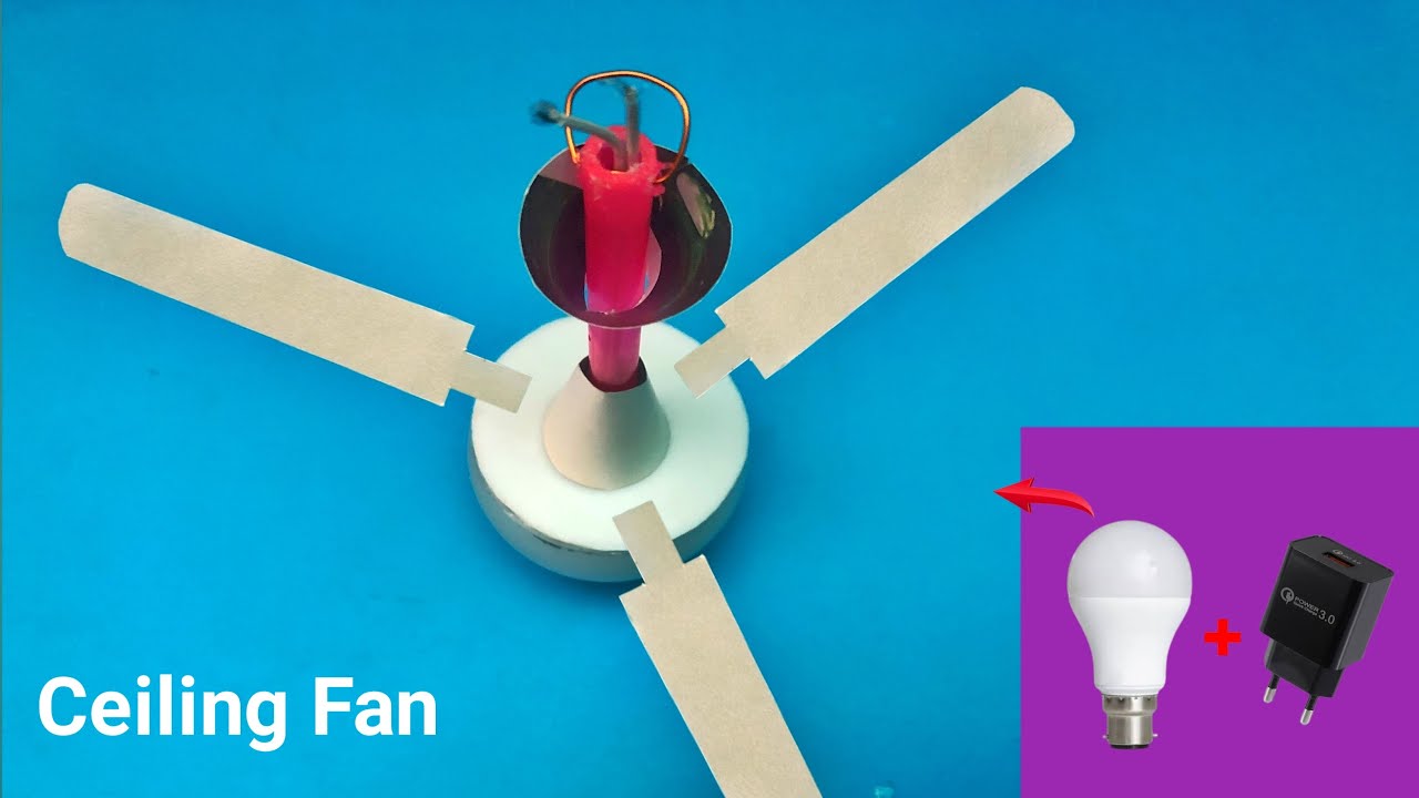 How To Make Ceiling Fan From Old LED Bulb | Homemade DC Ceiling Fan ...