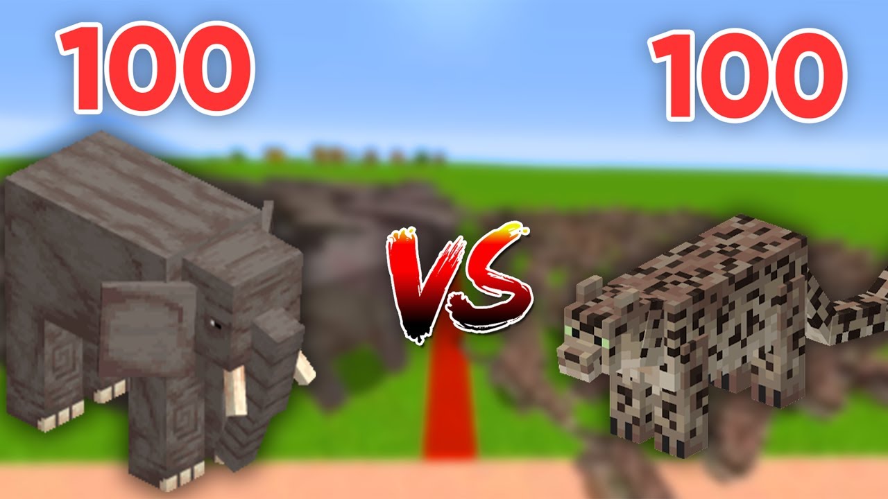 100 Elephant vs 100 Snow Leopard - Minecraft Mob Battle - YouTube
