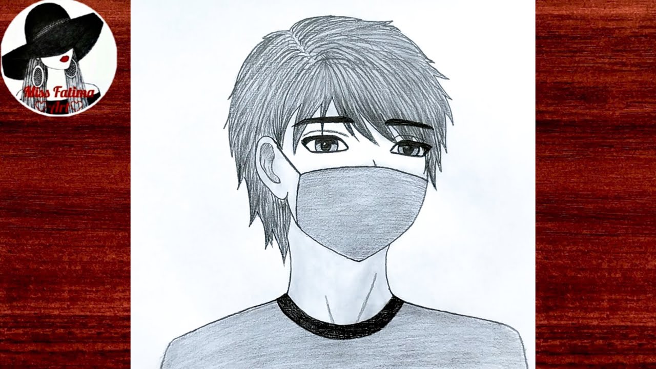 How To Draw Anime Boy With A Mask Step By Step | Pencil Sketch Drawing ...