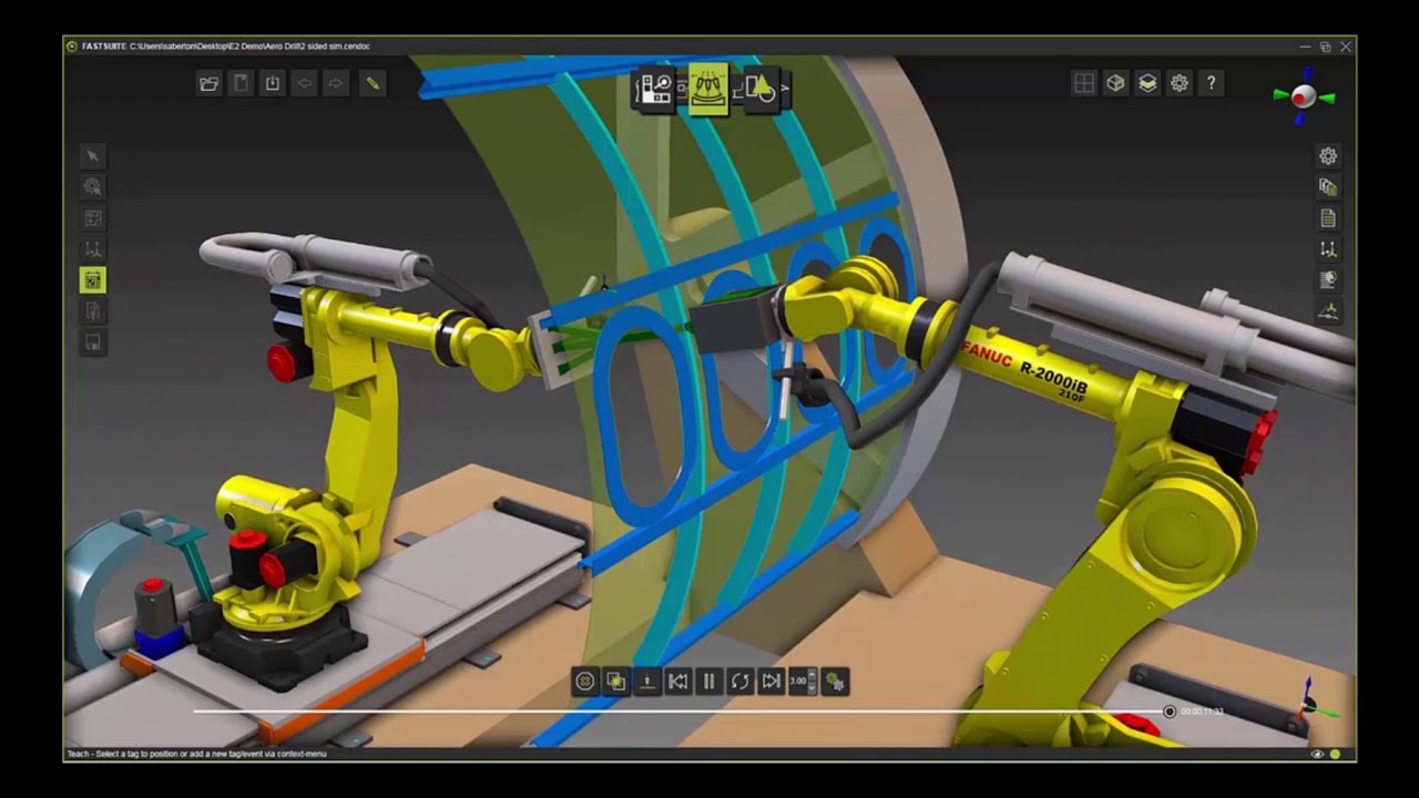 FASTSUITE Edition2(E2)를 이용한 항공기체 조립 드릴링 영상 - YouTube