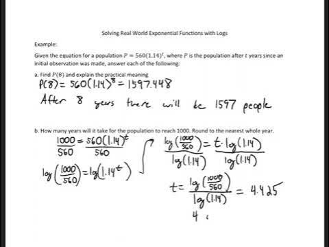 Real World Exponential Functions with Logs - YouTube