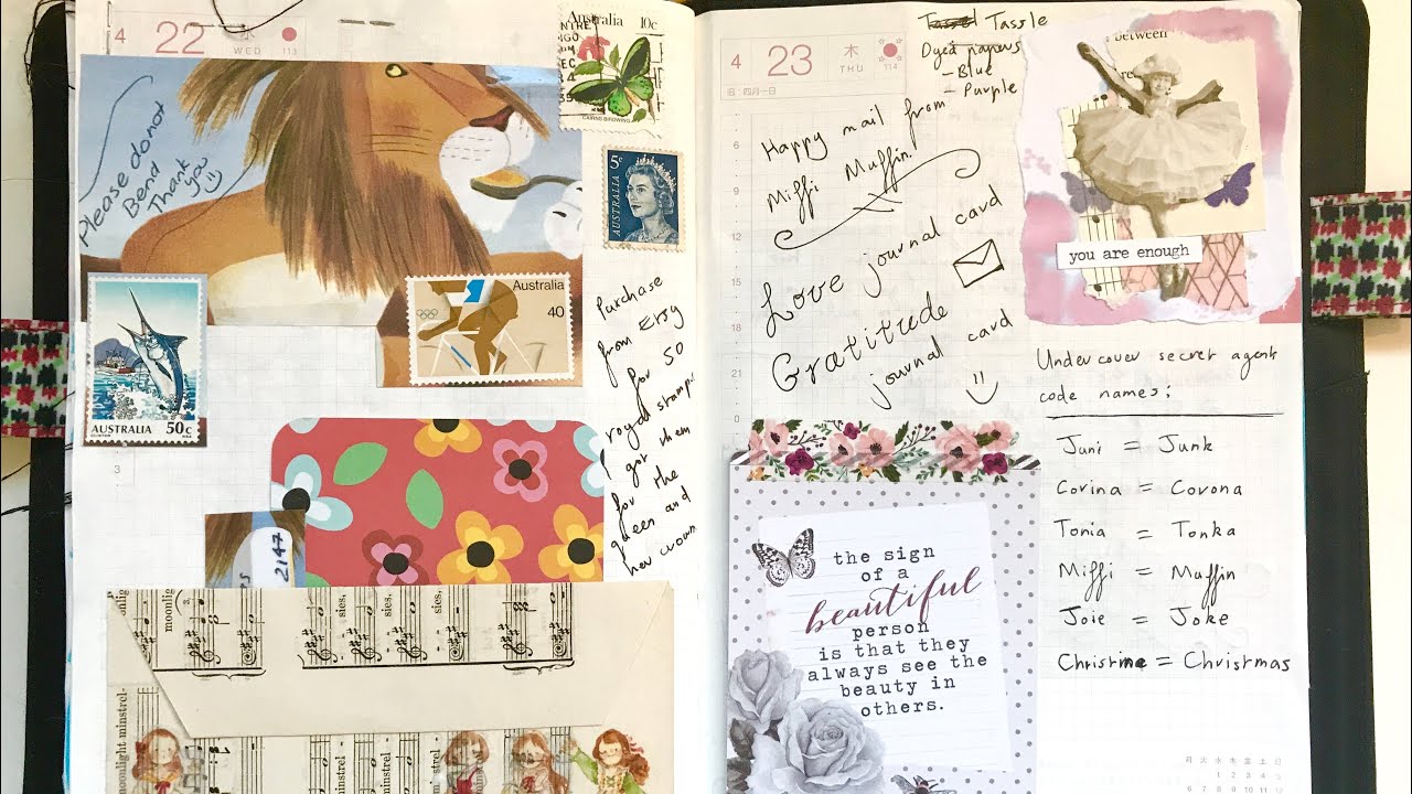 Quiet daily journal flip through - April Hobonichi Techo (ASMR) - YouTube