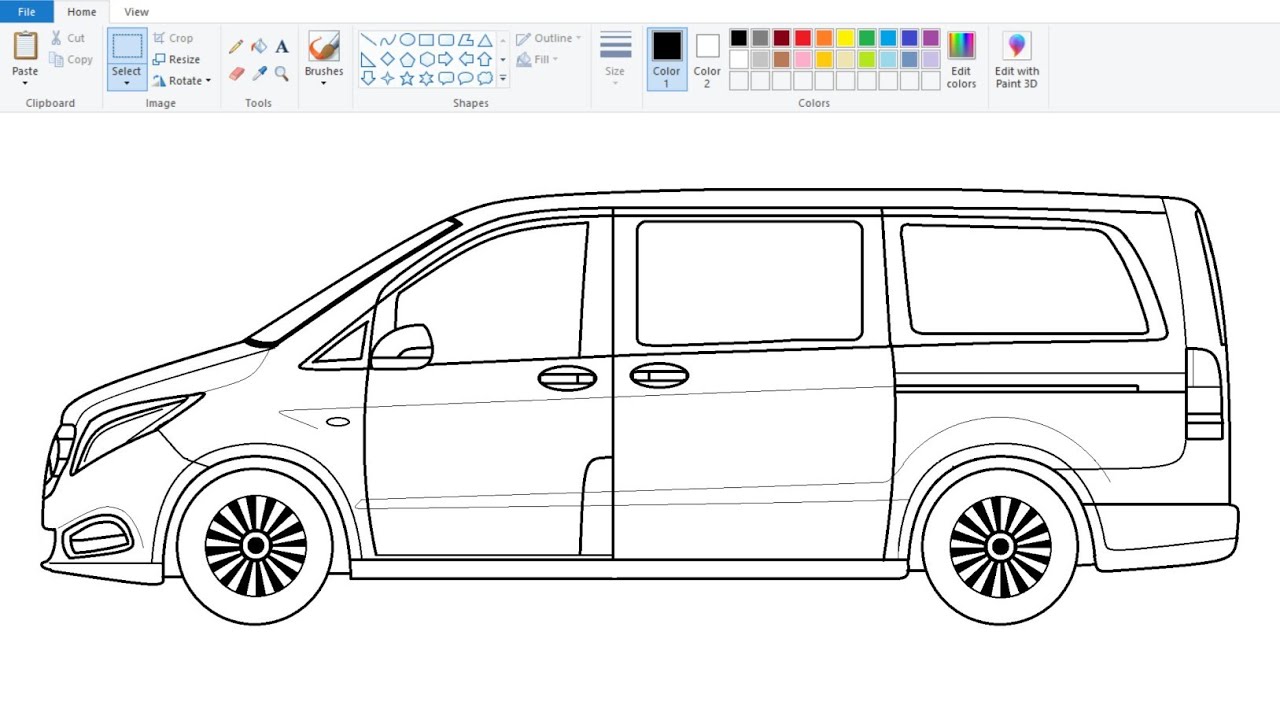How to draw Mercedes Van in Ms Paint | Mercedes V-Class Drawing | Car ...