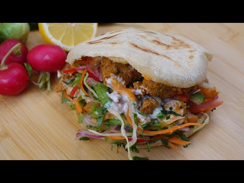 Chicken Shawarma pocket,Chicken Pita With Homemade pita Bread By Recipes Of The World