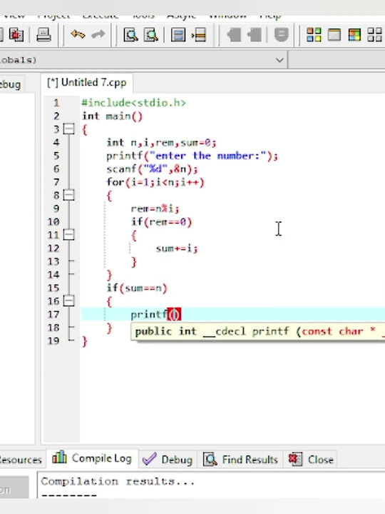 Perfect Number In C Programming Shorts Ytshorts Youtube
