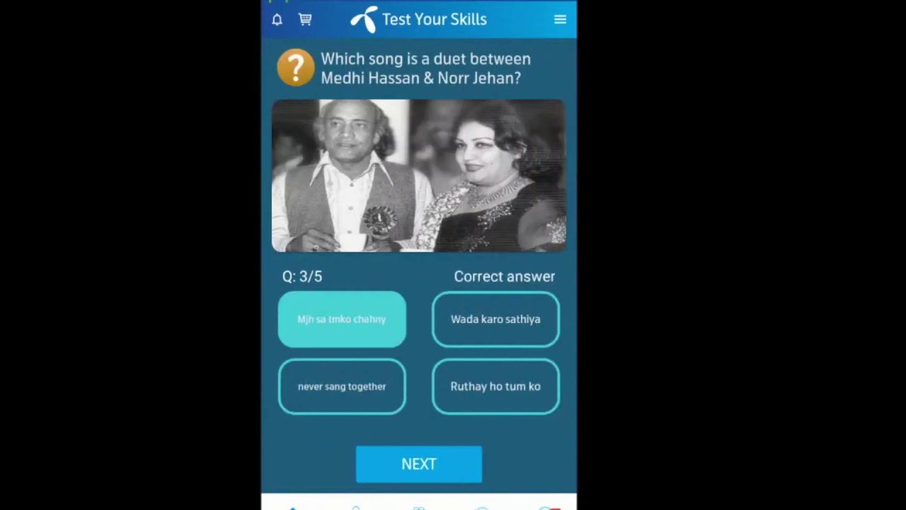 Which song is a duet between Medhi Hassan and Norr Jehan ? my Telenor ...
