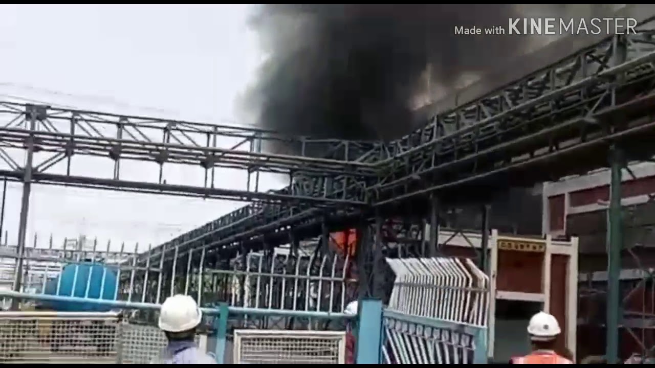 Fire in transformer at thermal power plant - YouTube
