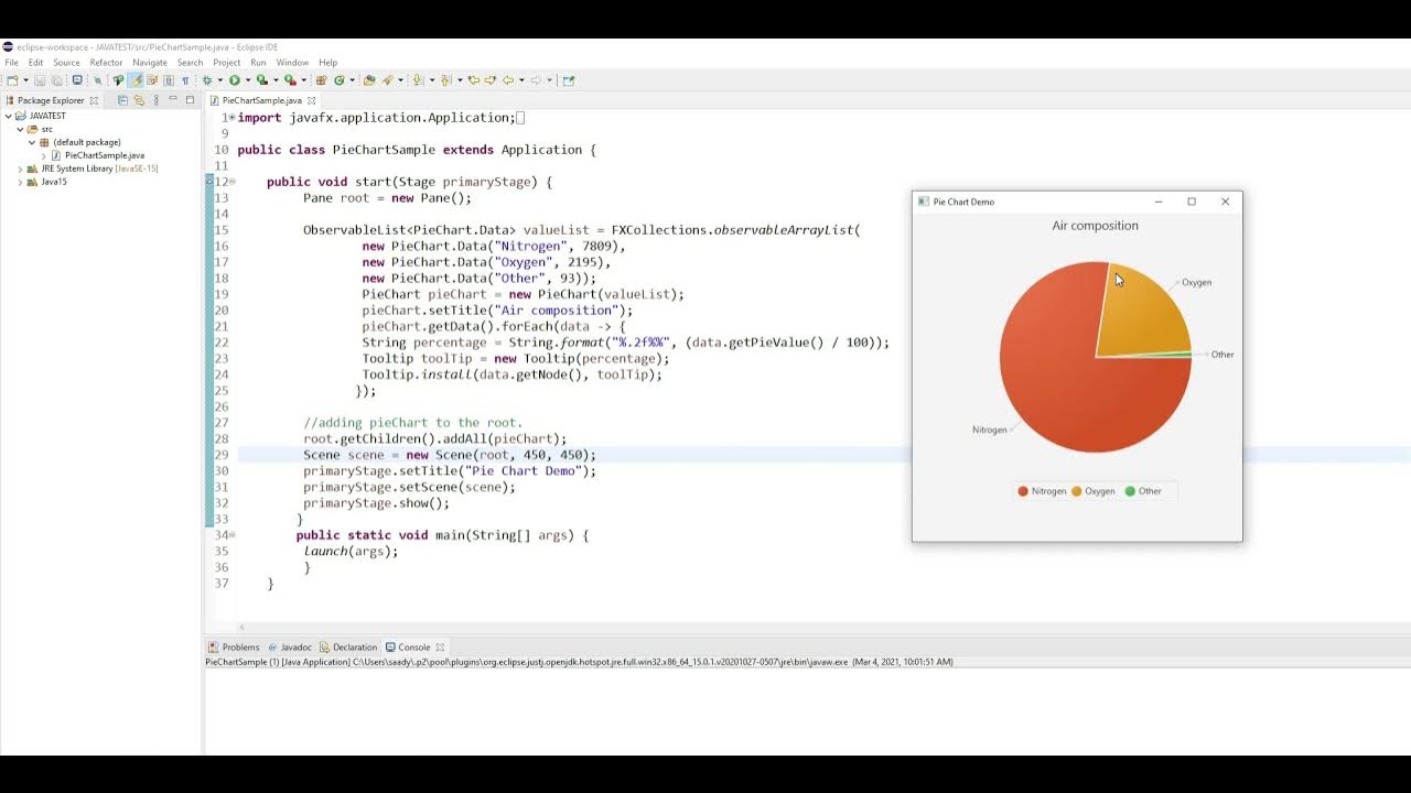 JavaFX PieChart show Percentages - YouTube