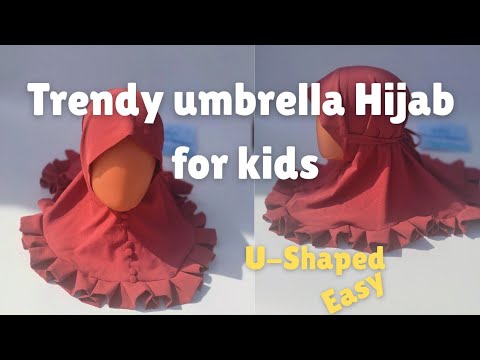How to cut and sew a U SHAPED hijab for kids with kissing pleats / mini  hijab/ Khimar #minihijabs