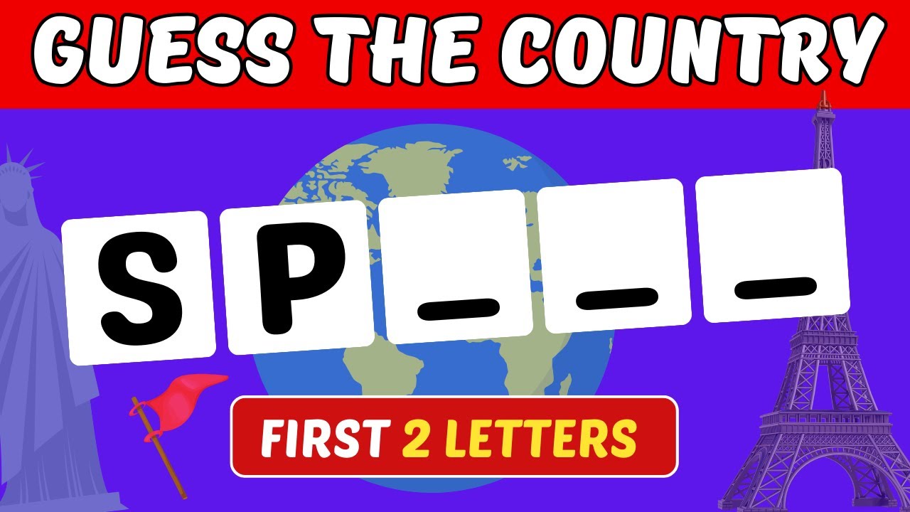 Guess The Countries by first two letters | Country Quiz - YouTube